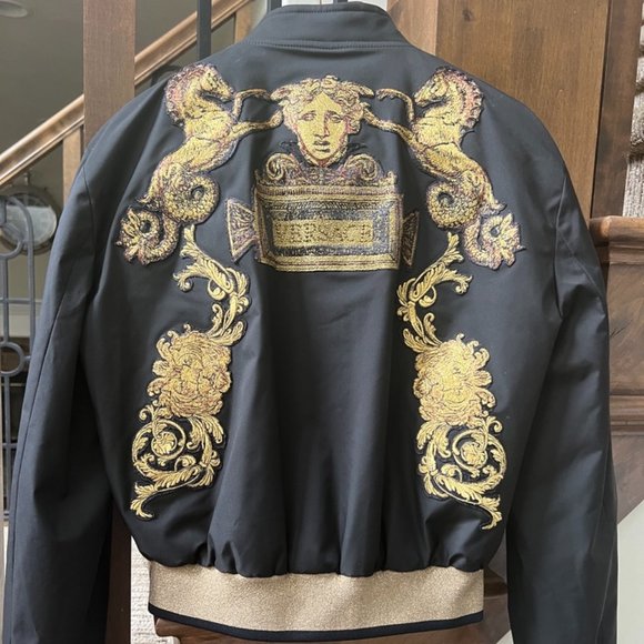 Versace | Jackets & Coats | Versace Medusa Embroidery Bomber Jacket ...